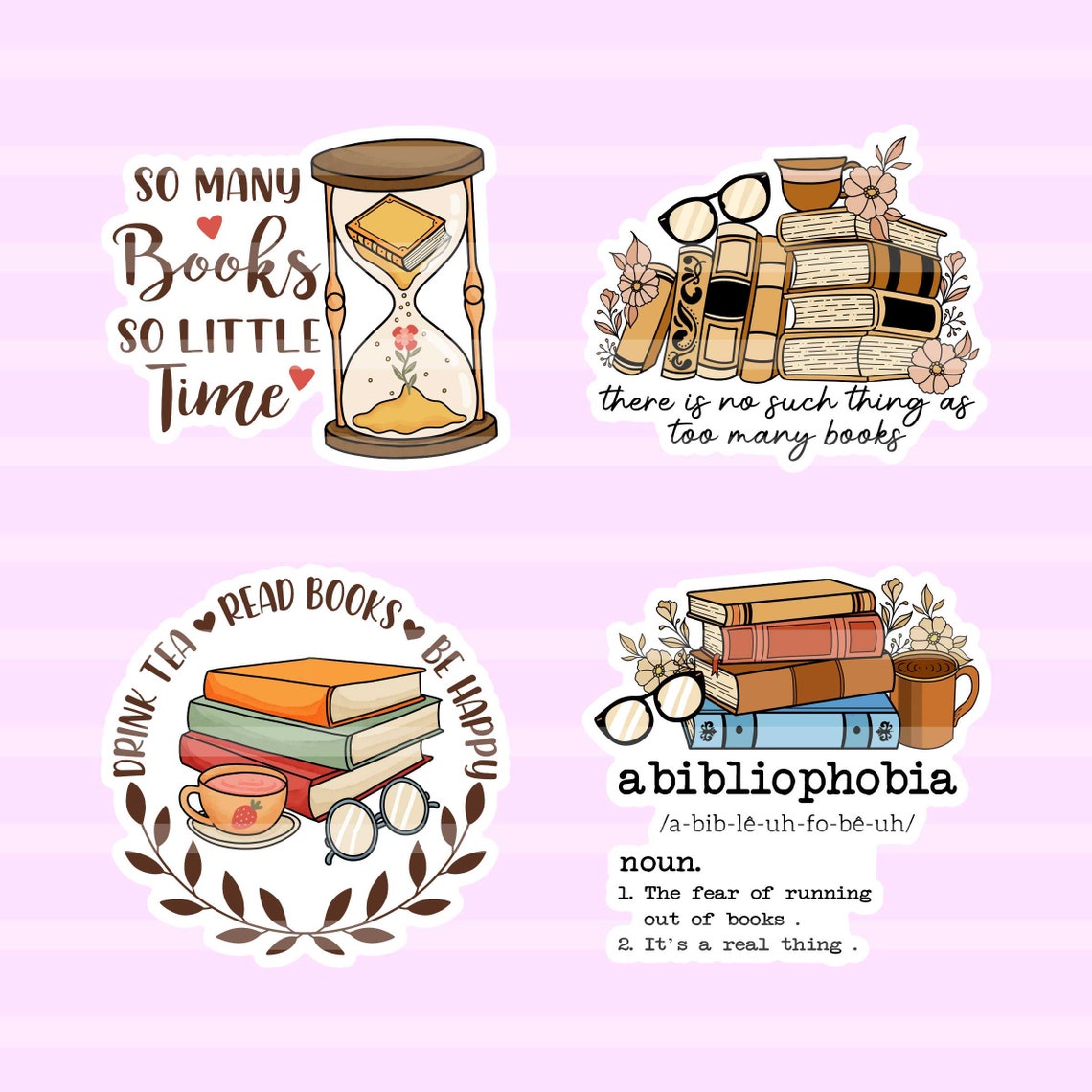 Book Lovers Sticker PNG File, Instant Download Bookish Art Bundle for ...