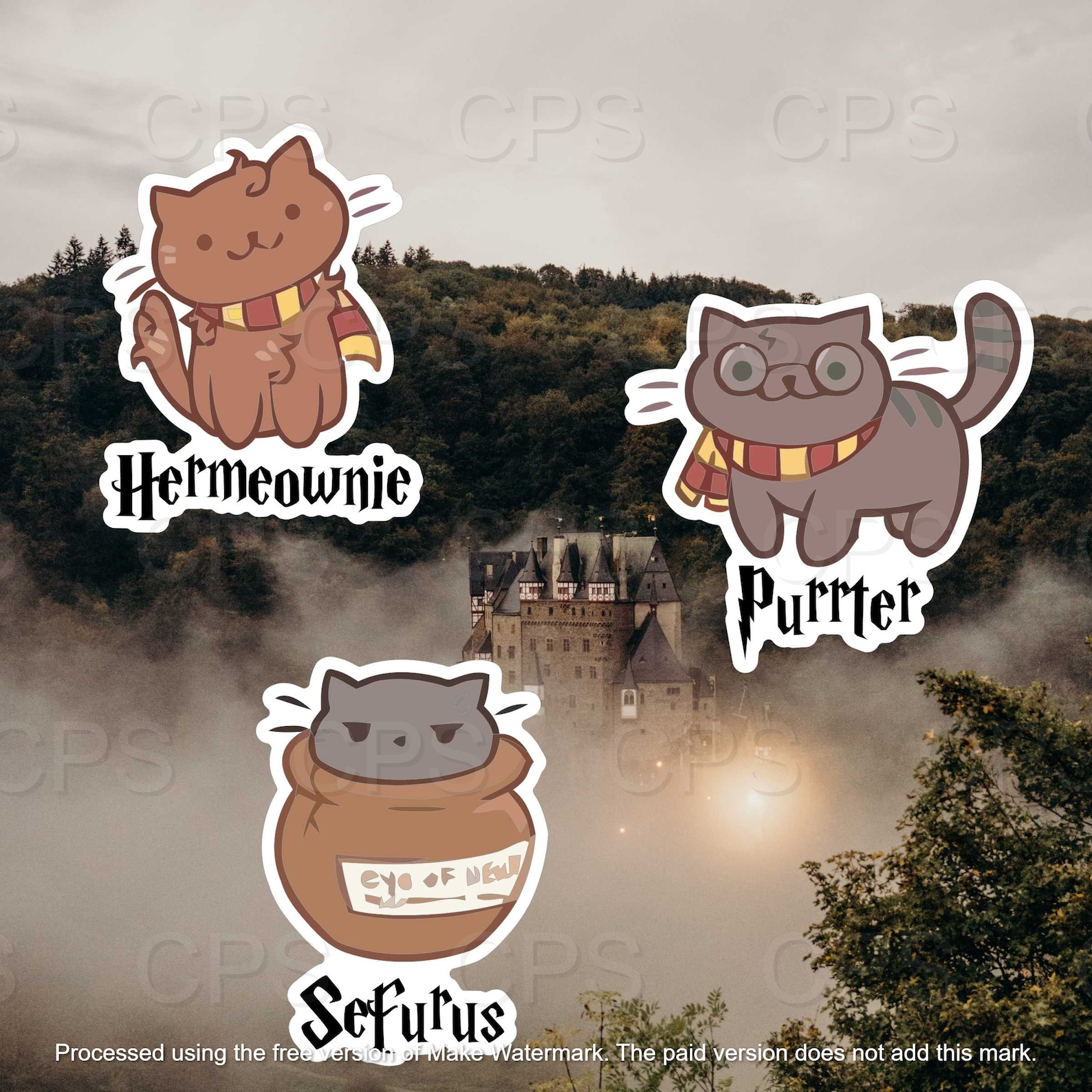 Potter Cats Digital Download PNG File for Sticker Making Project ...