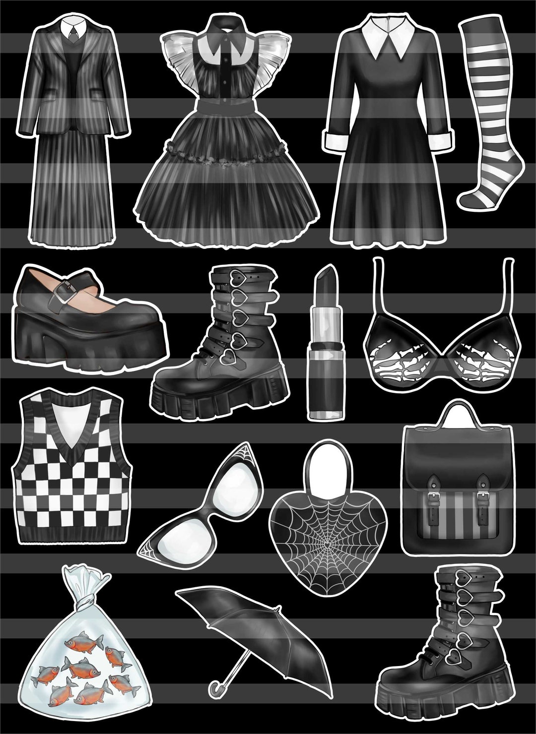 Digital Download Goth Girl Sticker PNG File, Instant Download Gothic ...