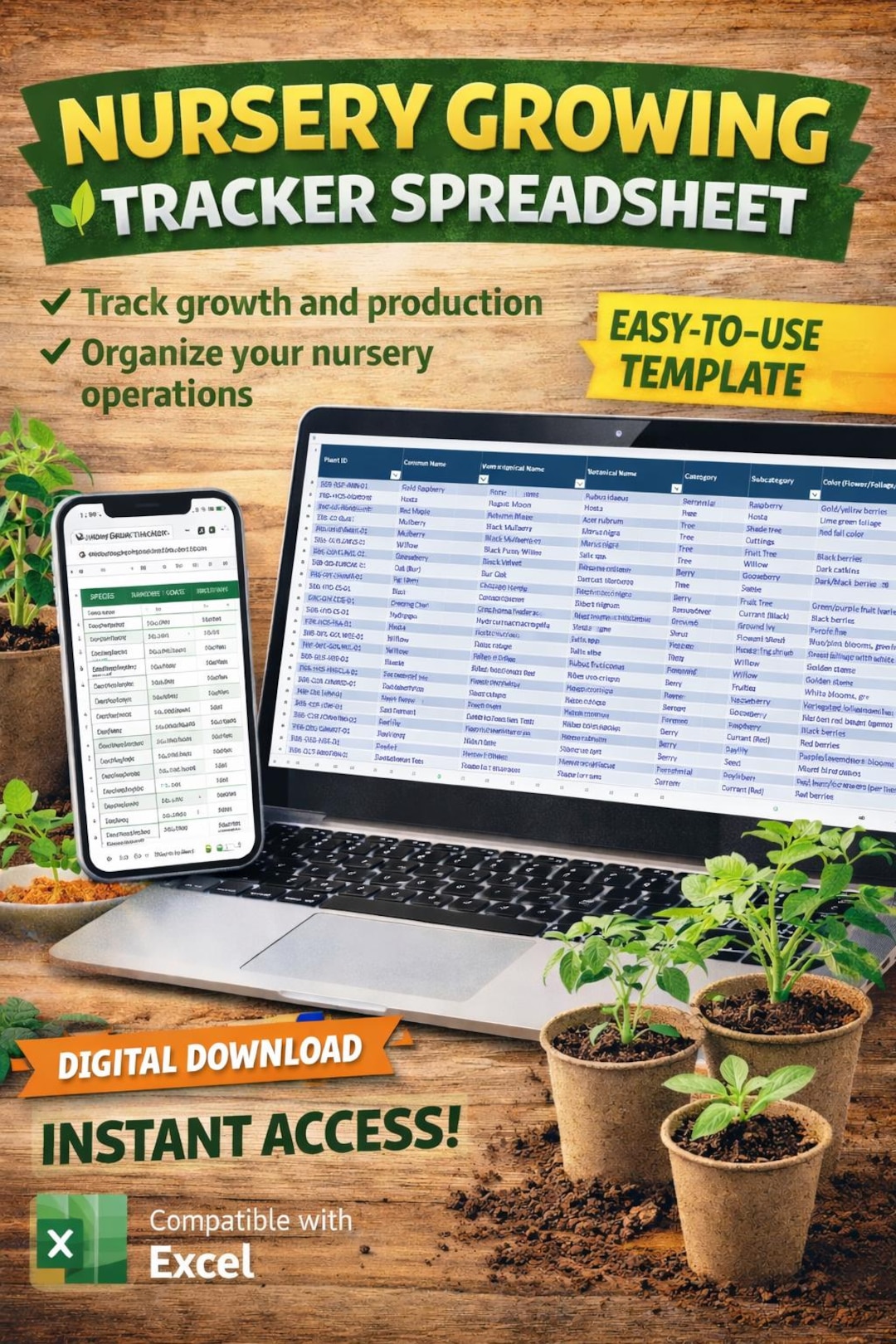Nursery Tracker and Production Spreadsheet - Plant Nursery, Growing ...