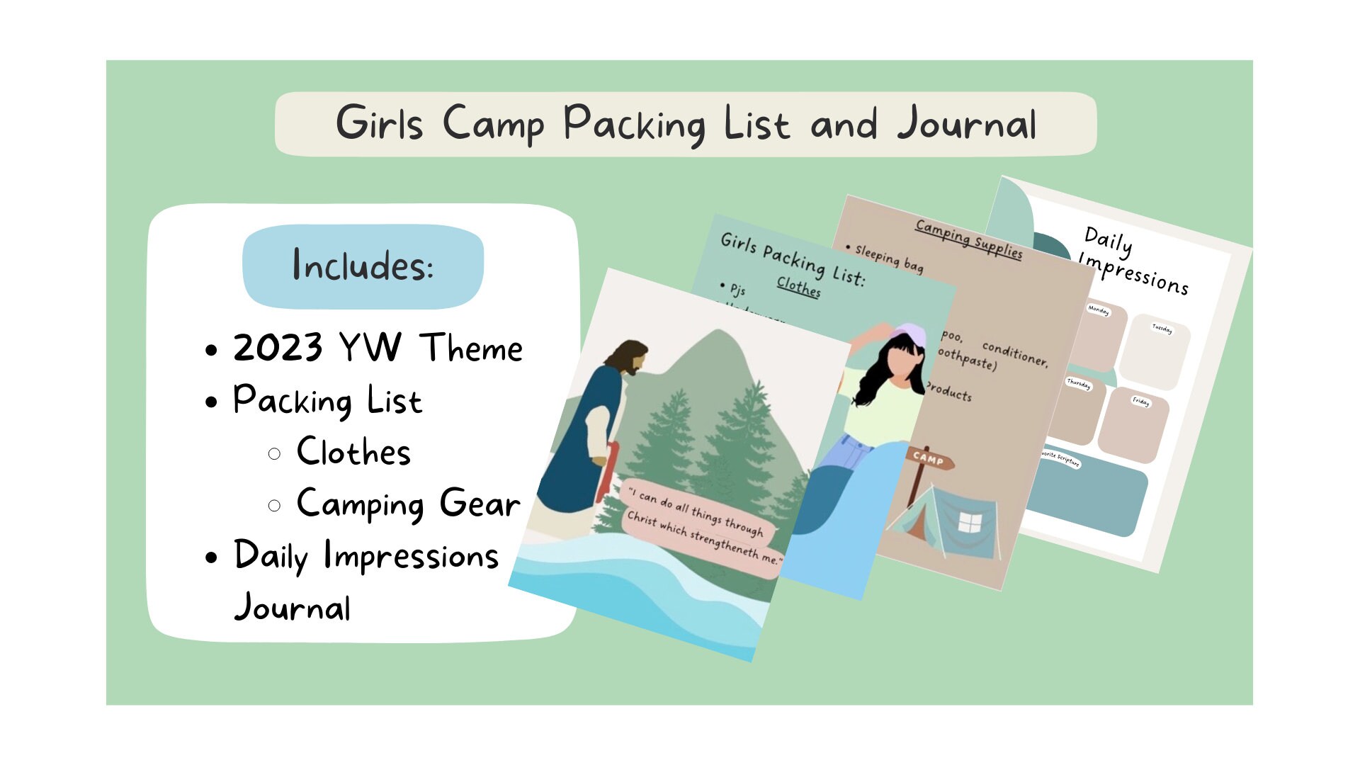 LDS Girls Camp Packing List YW Camp Supplies - Etsy