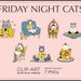 FRIDAY NIGHT CATS Clipart, Digital Sticker, Cute Clipart, Printable ...