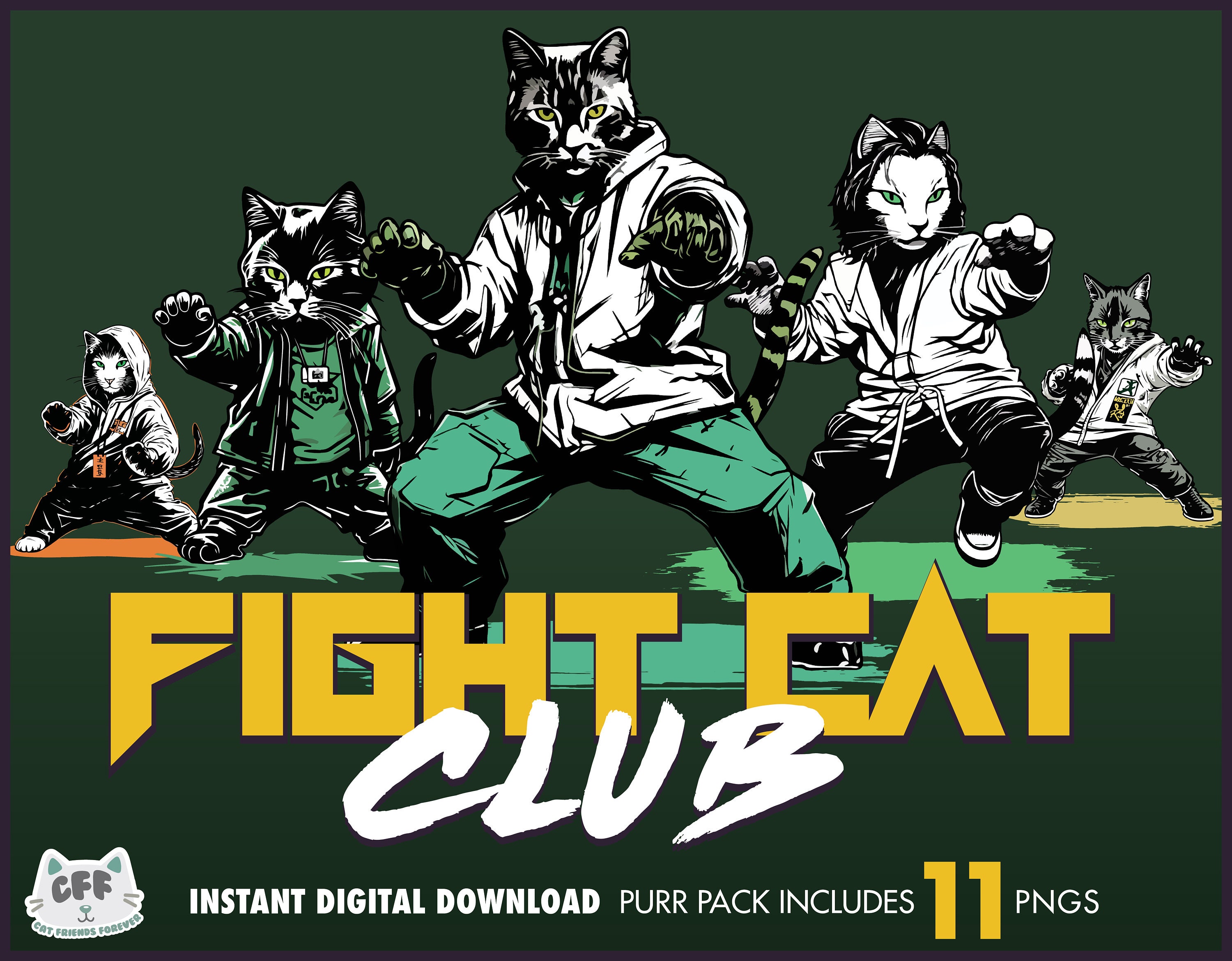 FIGHT CAT CLUB Clipart Karate Cats Clip Art Cats Printable - Etsy