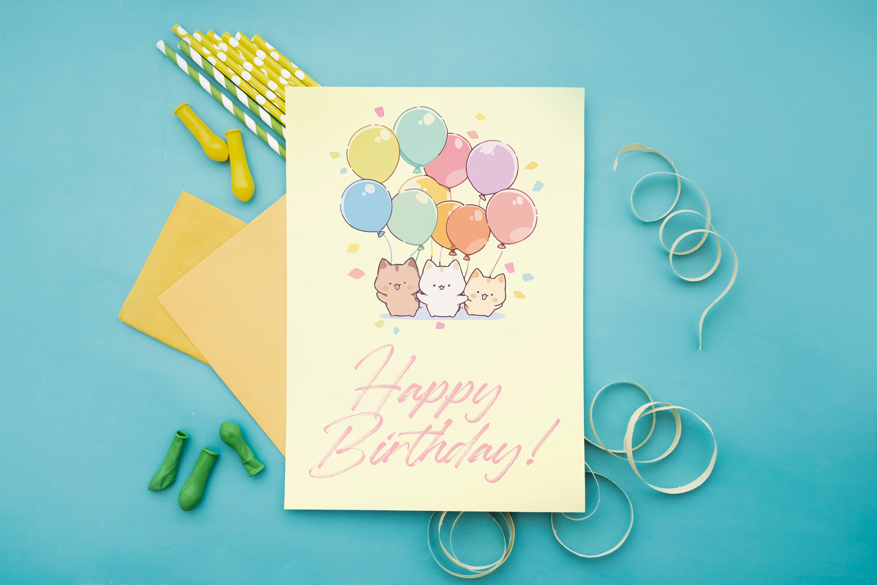 Celebrate With Birthday Cat Clipart: Cute Digital Stickers for Your ...