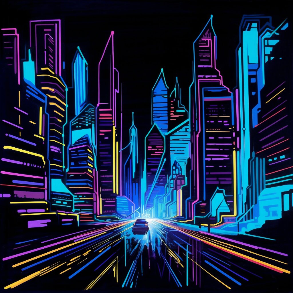 City at Night, Printable, Poster, Painting, Wall Art, Downloable Print ...