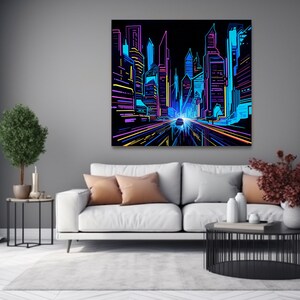 City at Night, Printable, Poster, Painting, Wall Art, Downloable Print ...