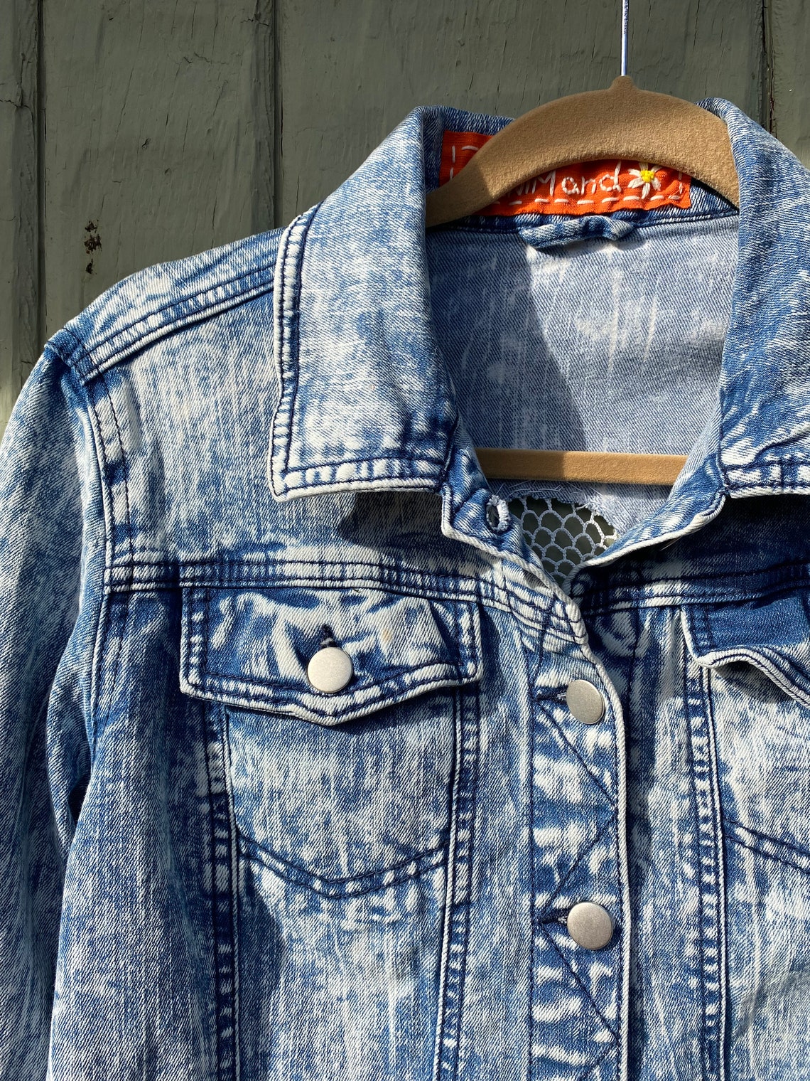 Upcycled Vintage Style Acid Wash Denim Jacket With Beautiful Hand ...