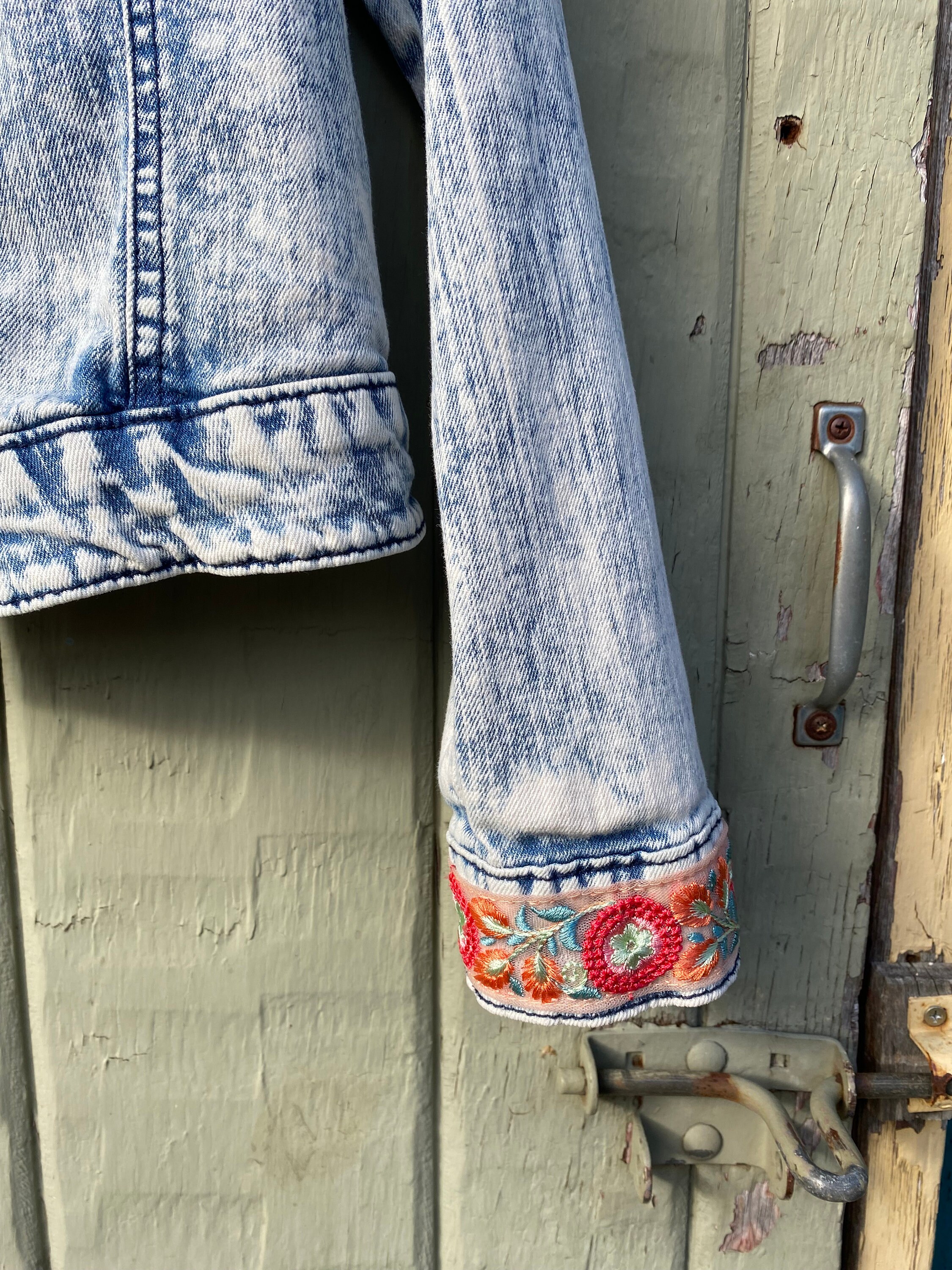 Upcycled Vintage Style Acid Wash Denim Jacket With Beautiful Hand ...