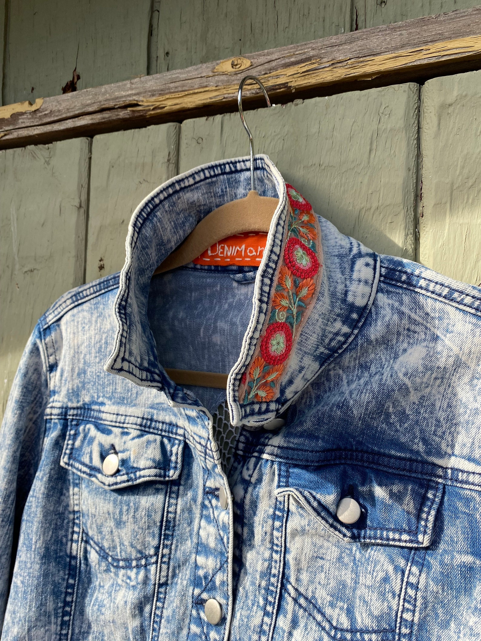 Upcycled Vintage Style Acid Wash Denim Jacket With Beautiful Hand ...