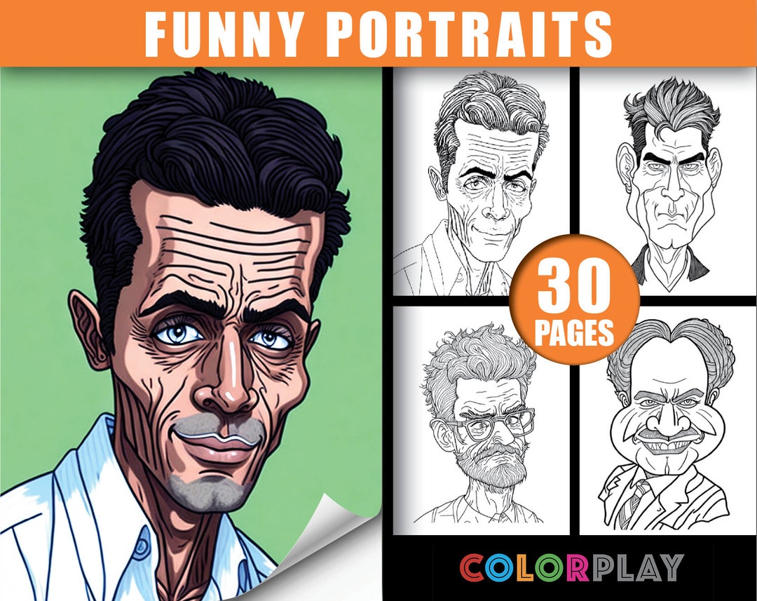 30 Cartoon Style Funny Portraits Coloring Pages: Coloring Pages for ...