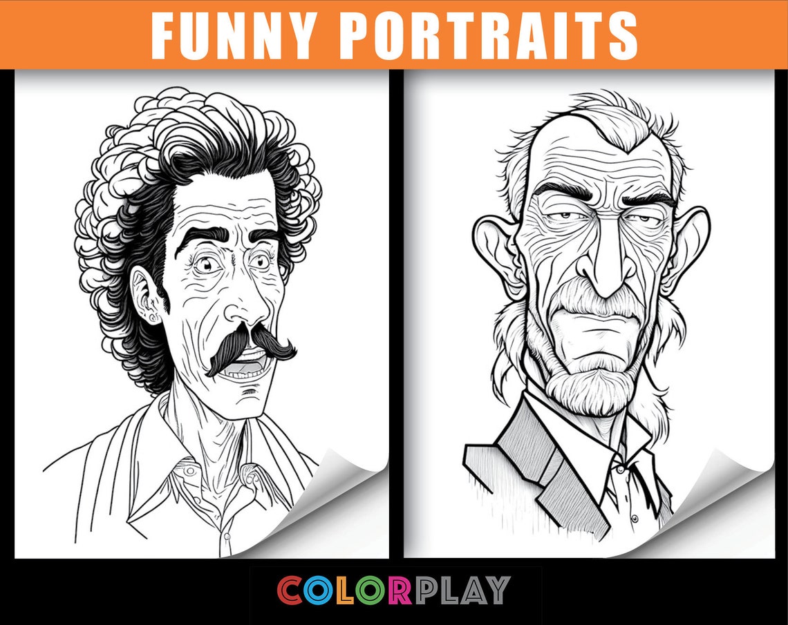 30 Cartoon Style Funny Portraits Coloring Pages: Coloring Pages for ...