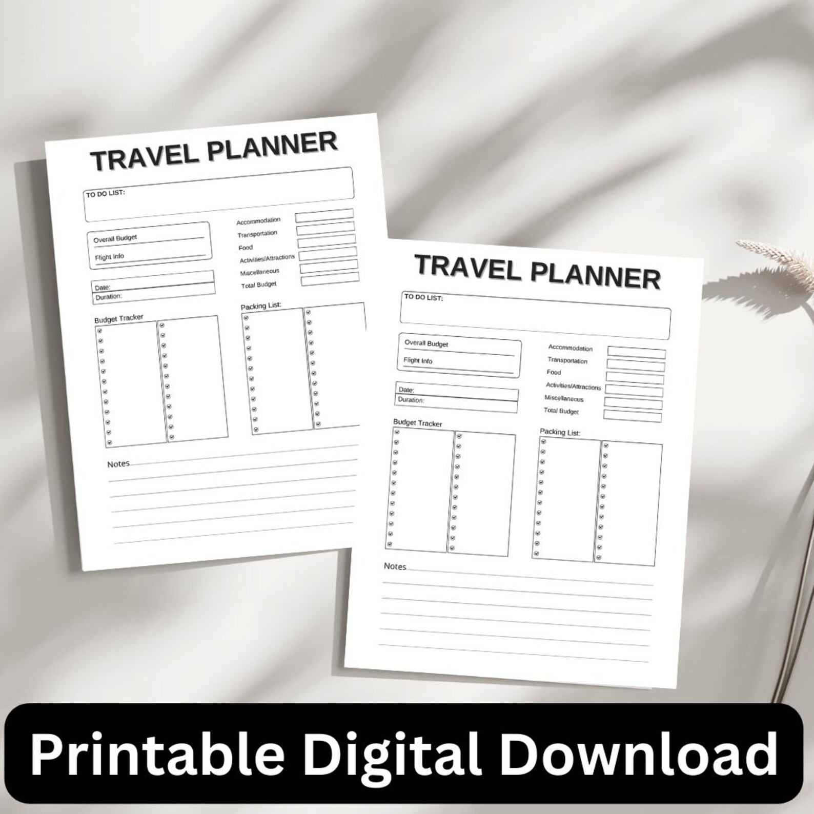 Printable Christmas Travel Guide Journal Planner, Trip Template ...