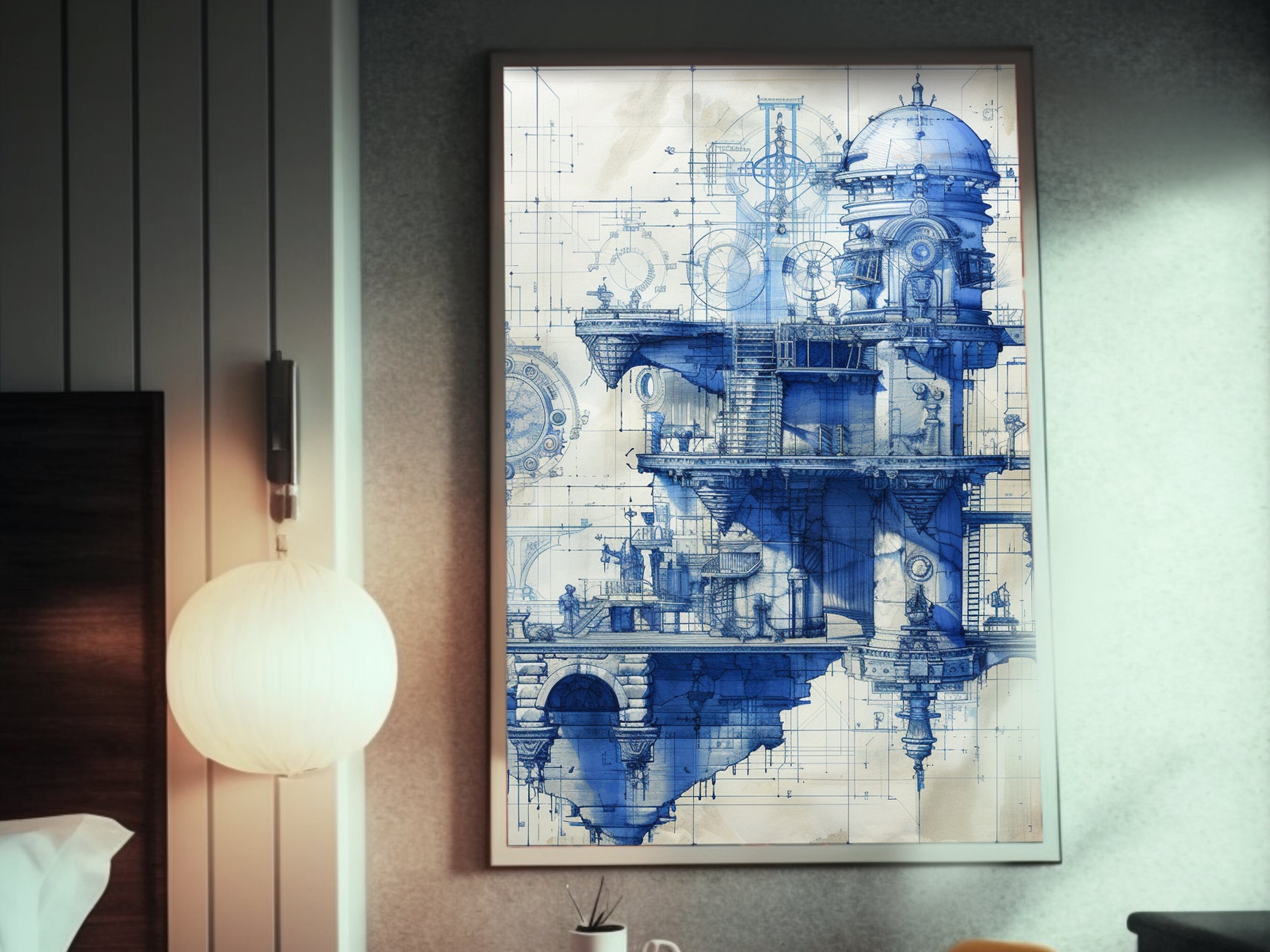 Steampunk Architecture Poster Clock Design Generative Art Intricate ...