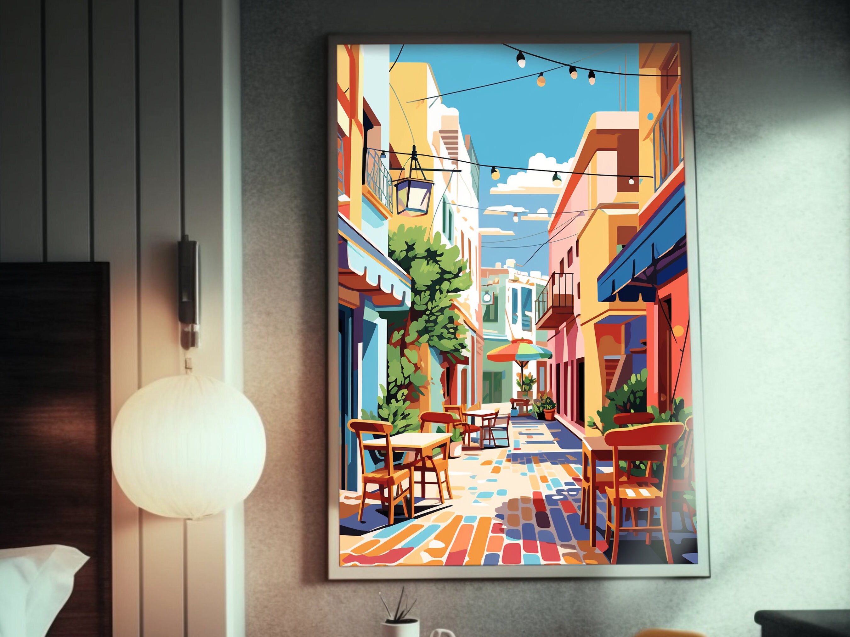 Brightly Colored Street Scene Poster Ultrafine American Scene Painting ...