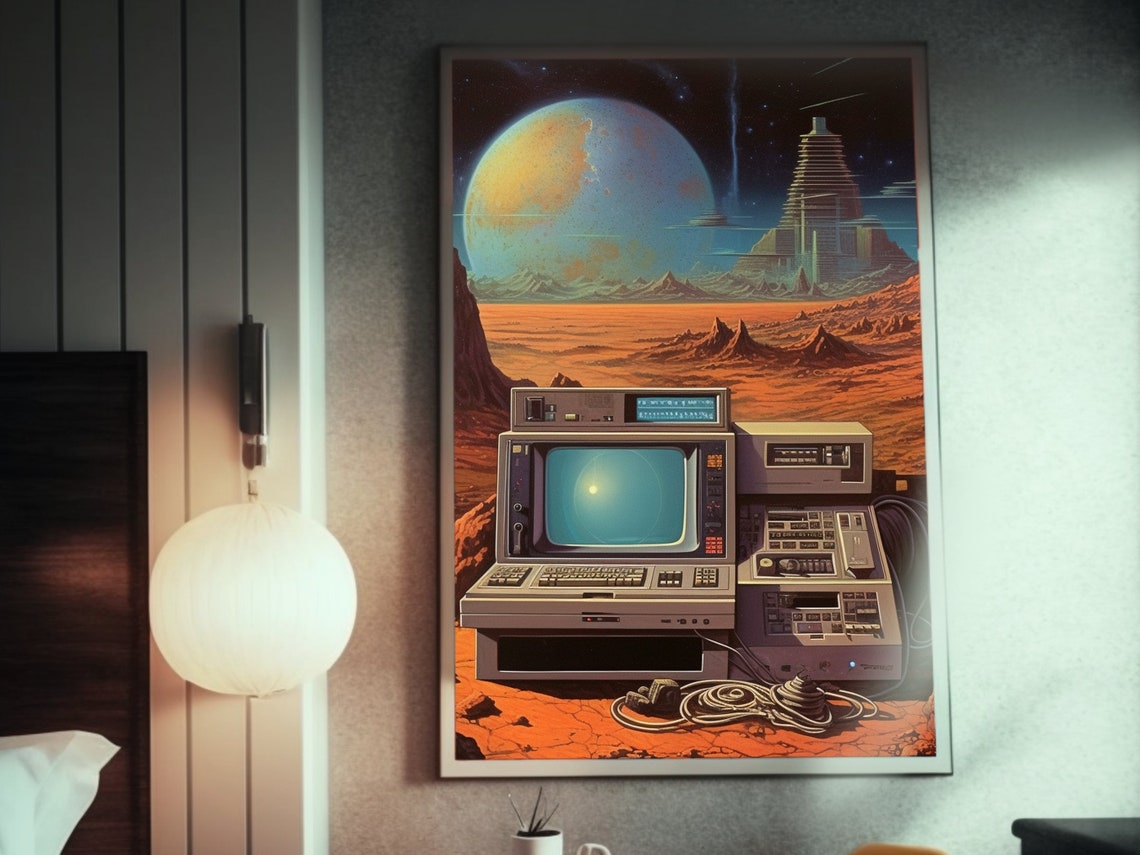 Retrofuturism Computer & Monitor in Desert 1980s Synthwave - Etsy