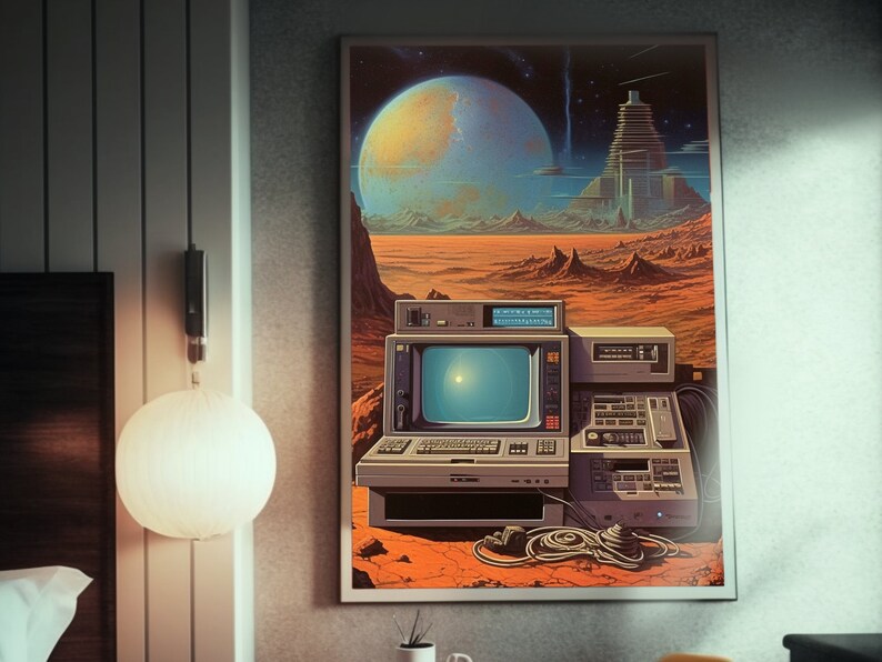 Retrofuturism Computer & Monitor in Desert 1980s Synthwave - Etsy