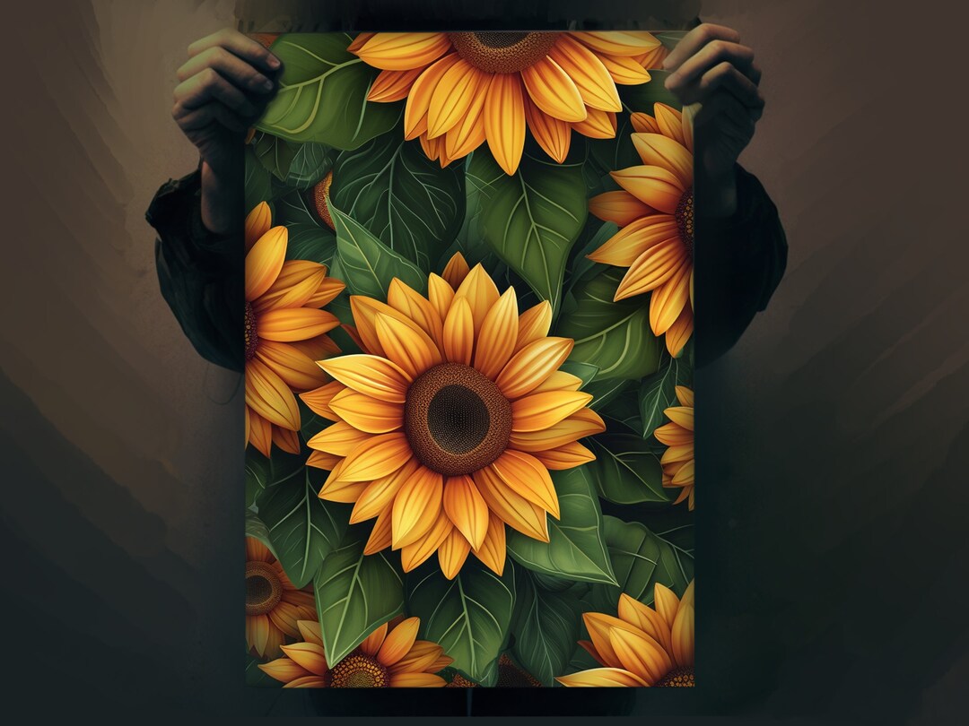 Generative Sunflower Artwork Dark Floral Pattern Garden Flowers Wallpaper 3D Rendered Design ...