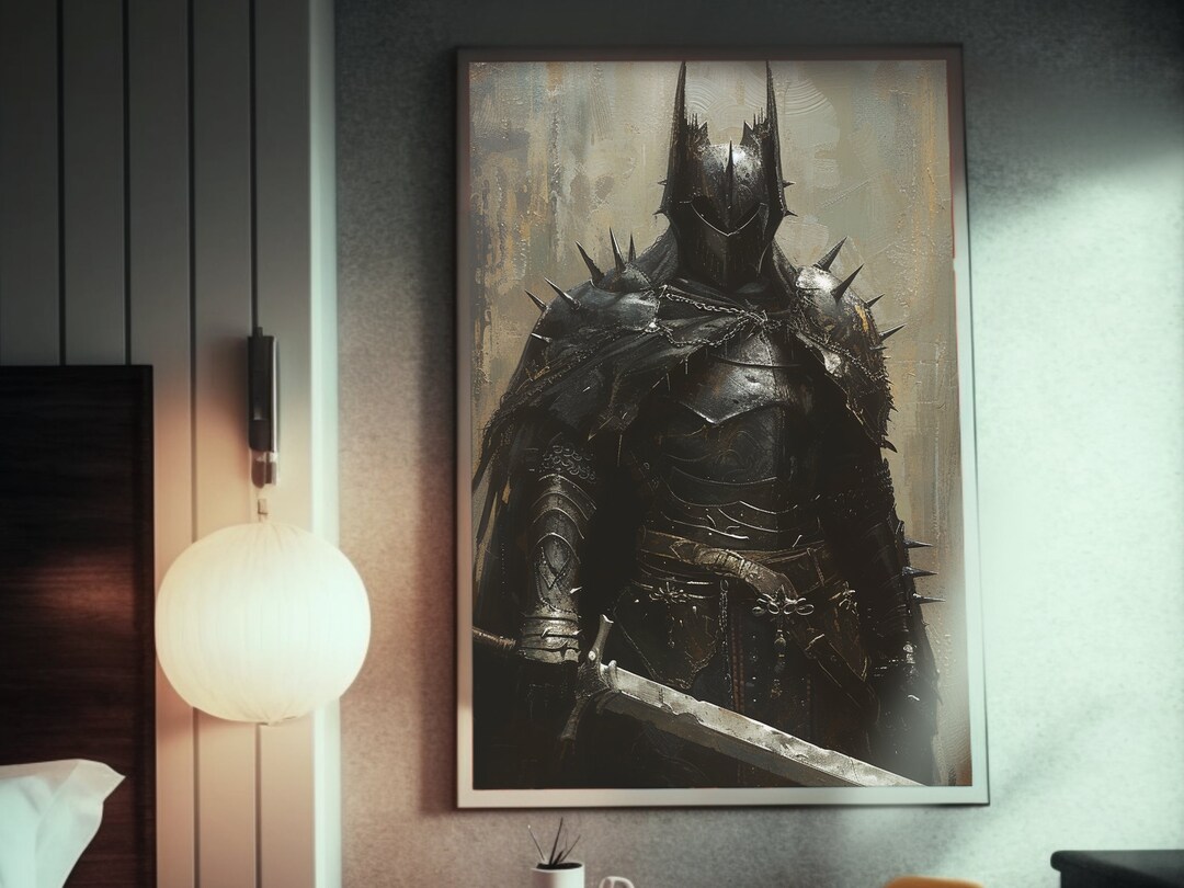 Gothic Knight Art Medieval Fantasy Poster Sword Painting Armor Artwork ...