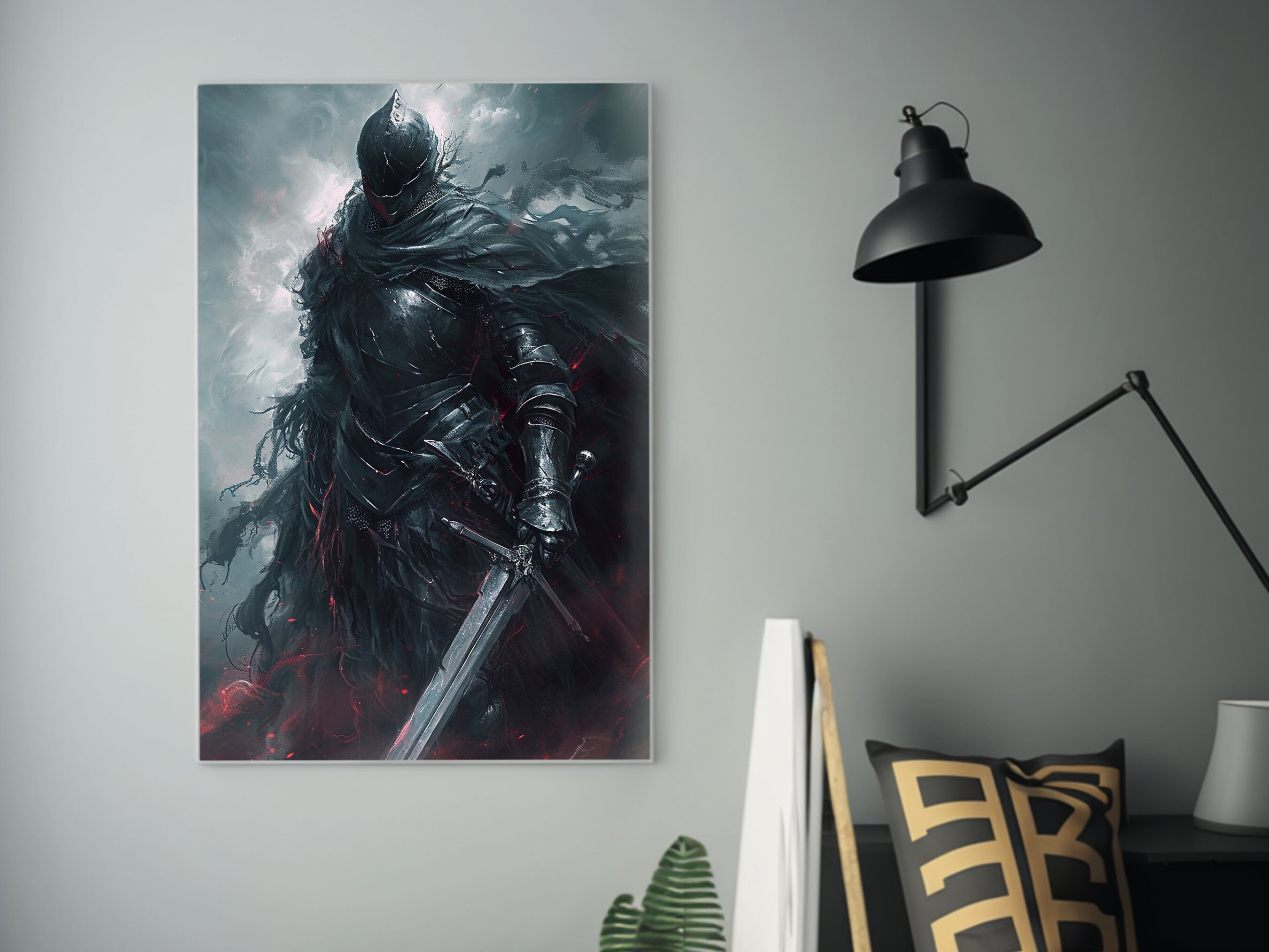 Armor-clad Warrior Fantasy Art Poster Dark Souls Knight Inspiration ...
