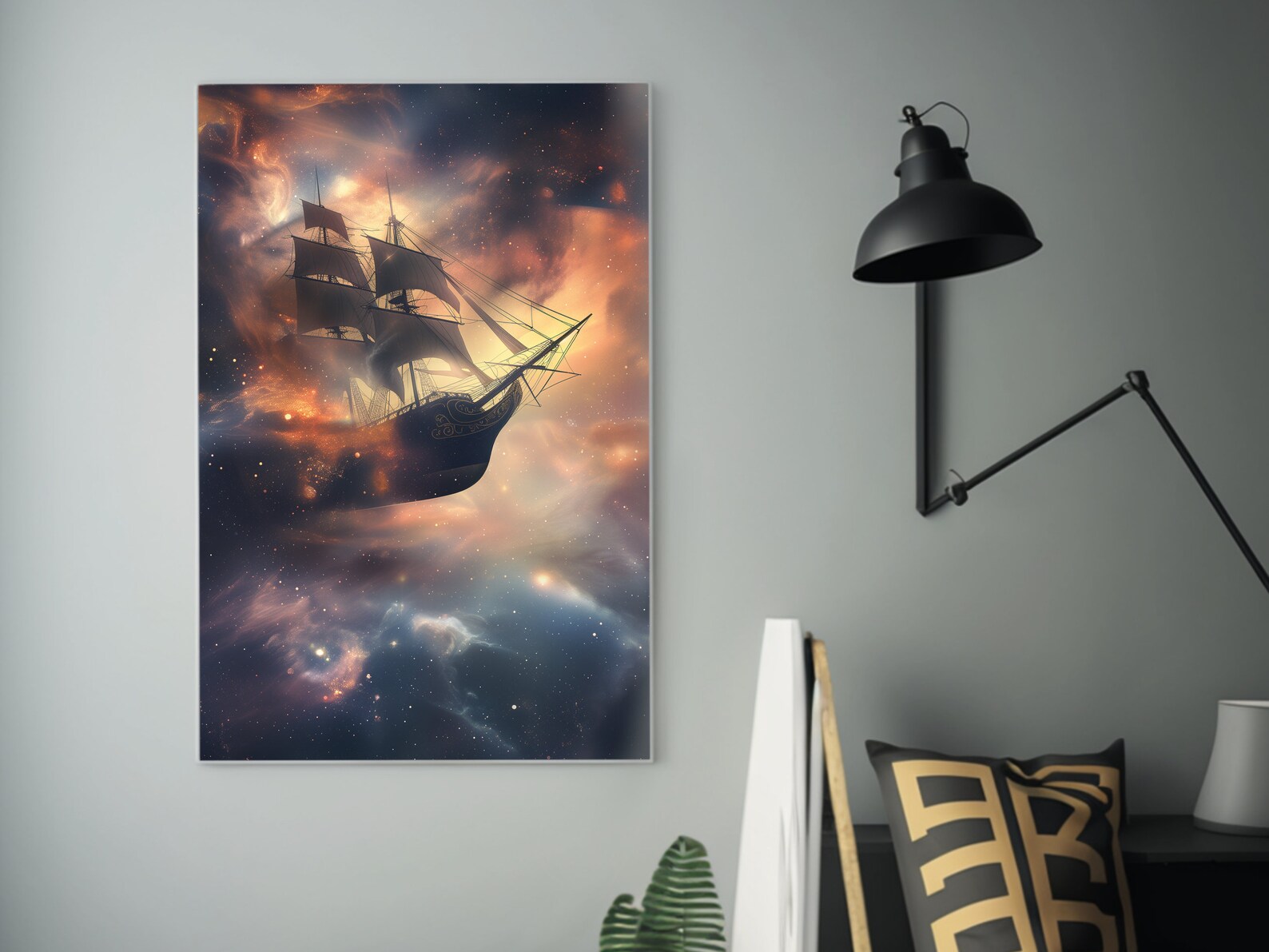 Fantasy Pirate Ship Space-themed Matte Poster Treasure Planet Art ...