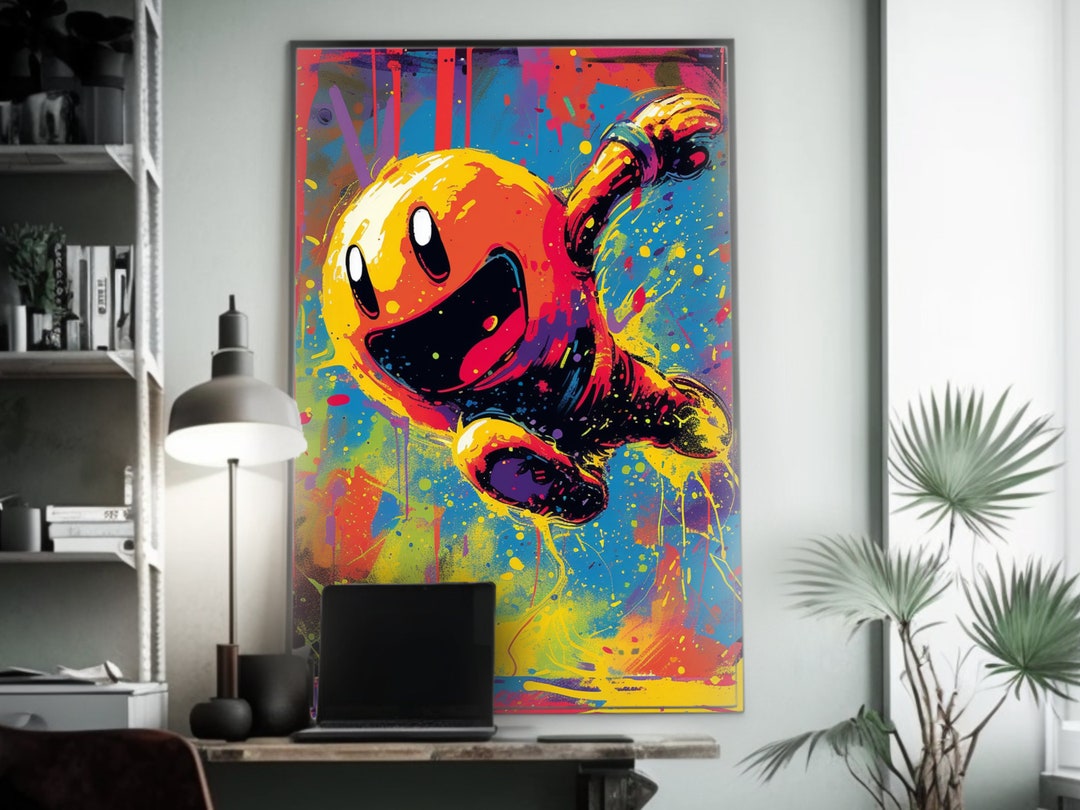 Pac Man Pixel Art Iconic Video Game Artwork Airborne Arcade Character ...