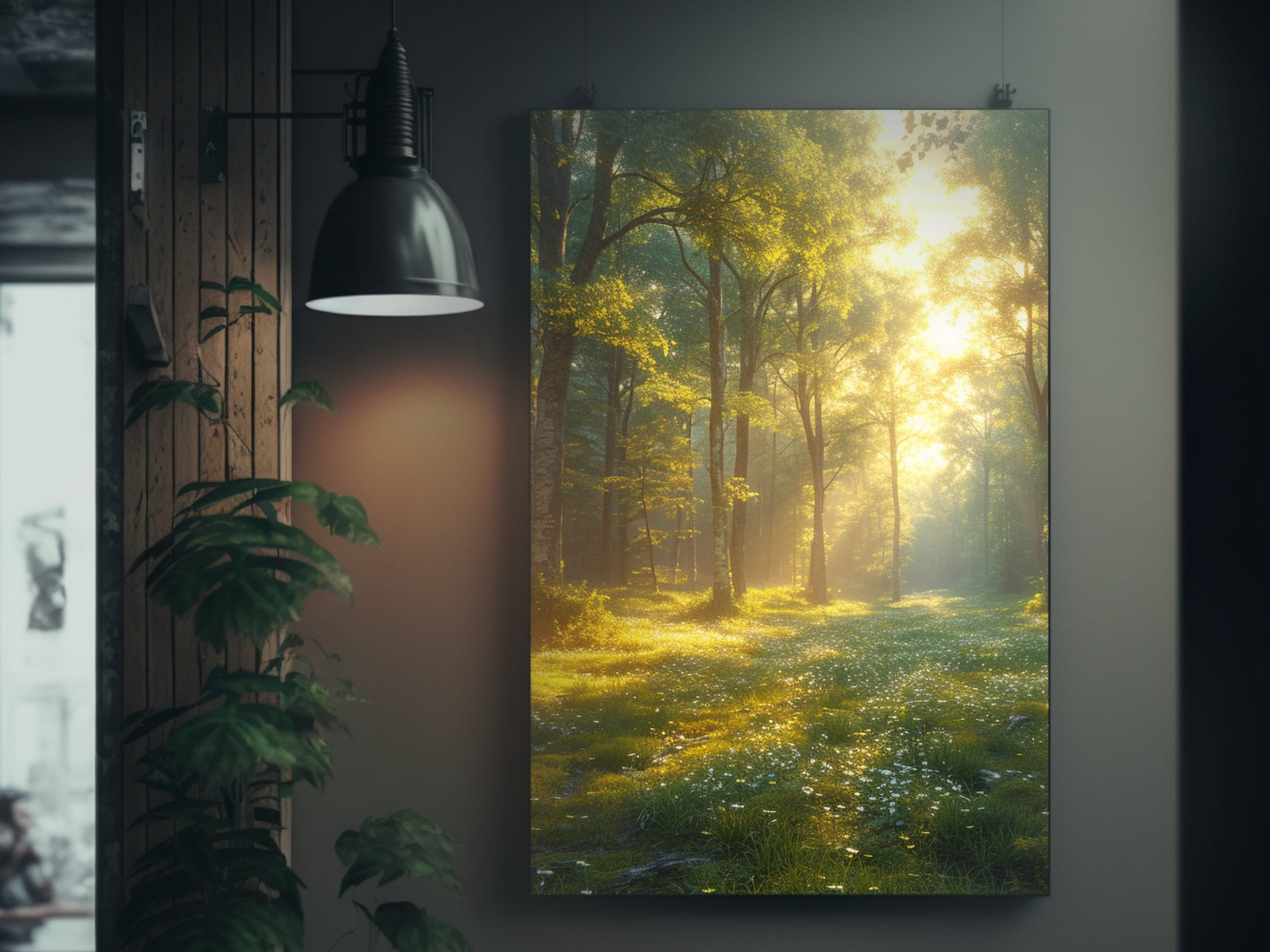 Sunlit Forest Matte Poster Nature-inspired Serene Lush Trees Enchanting ...