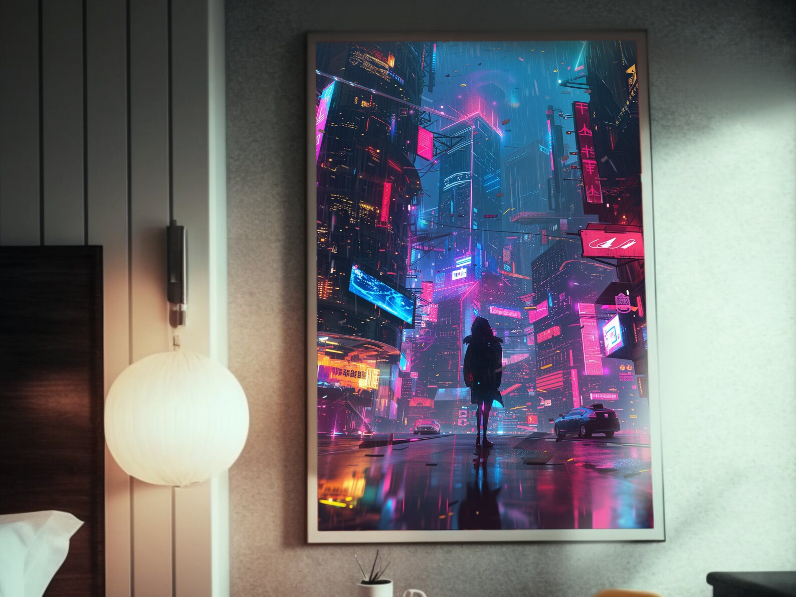 Cyberpunk Cityscape Poster Retrofuturism Art Print Night Urban Imagery ...