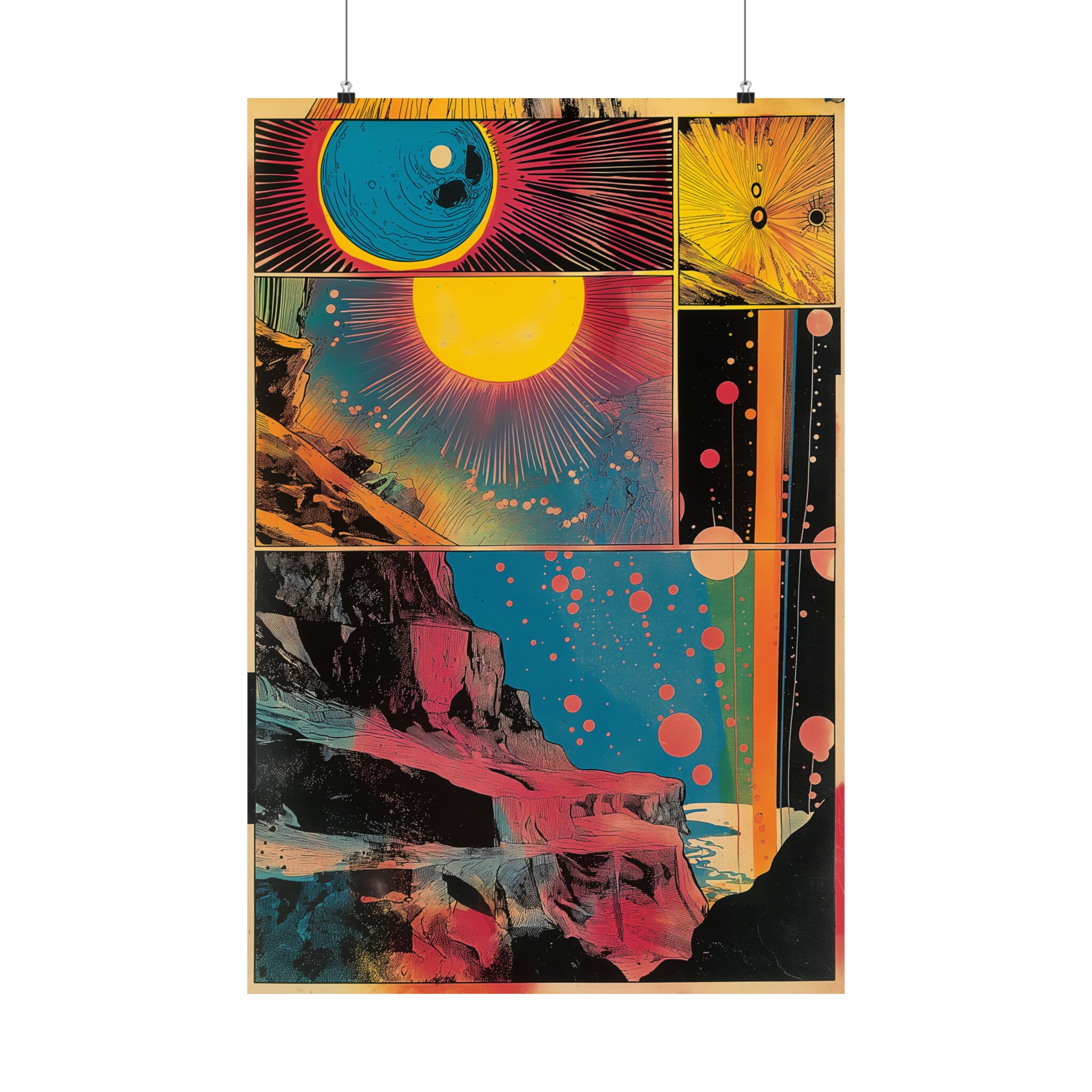 1970s Comic Strip Poster Sun Imagery Colorful Process Art Retro Comic ...