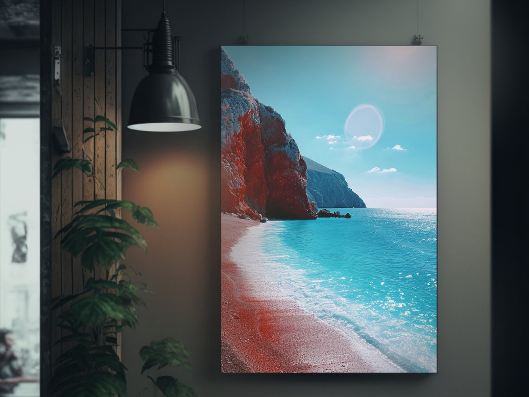 Mediterranean Magic Realism Red Sand Beach & Breathtaking Ocean Sky ...
