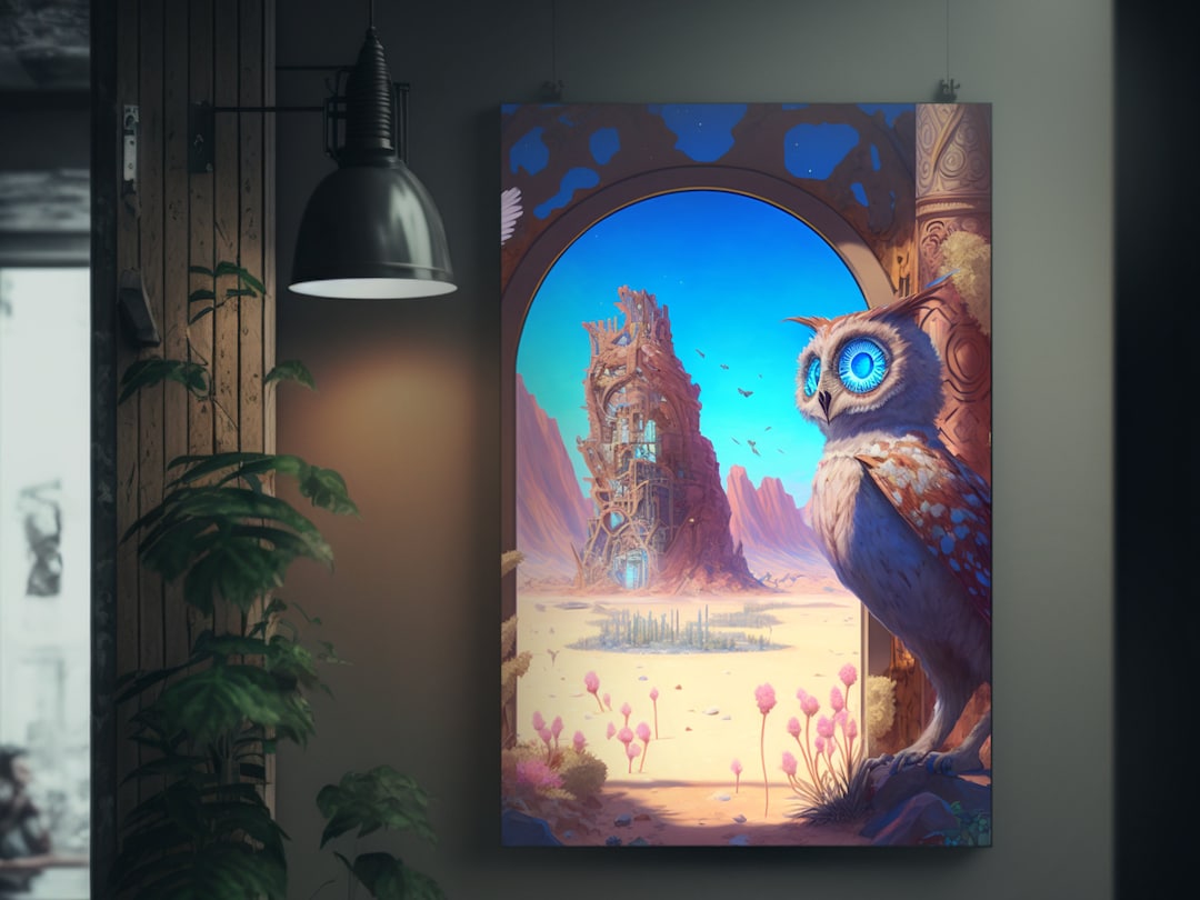 Captivating Owl on Window Sill Artwork Fantasy Matte Painting Poster ...