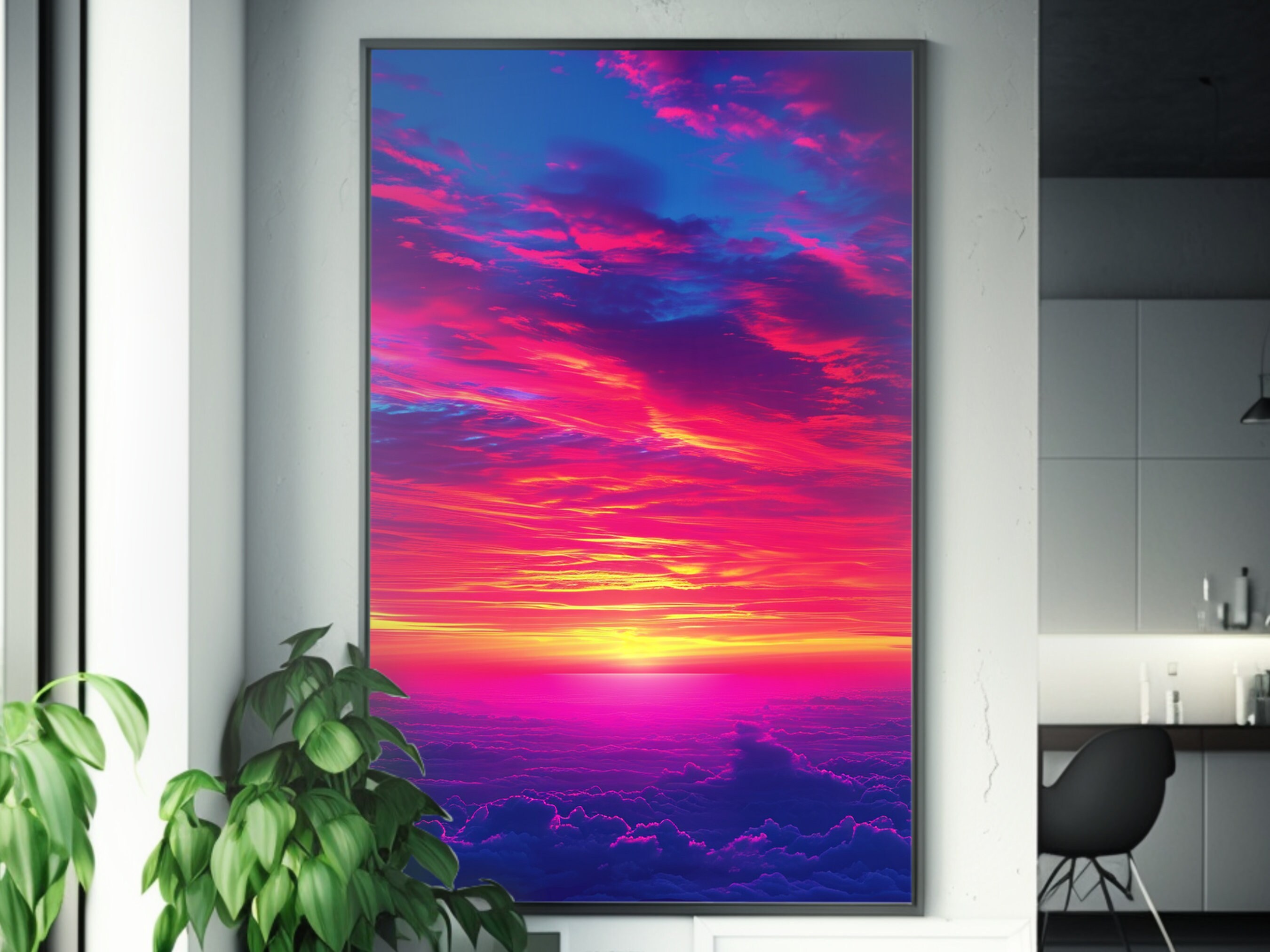 Vibrant Vaporwave Sunset Poster Color Field Matte Art Inspired by Award ...