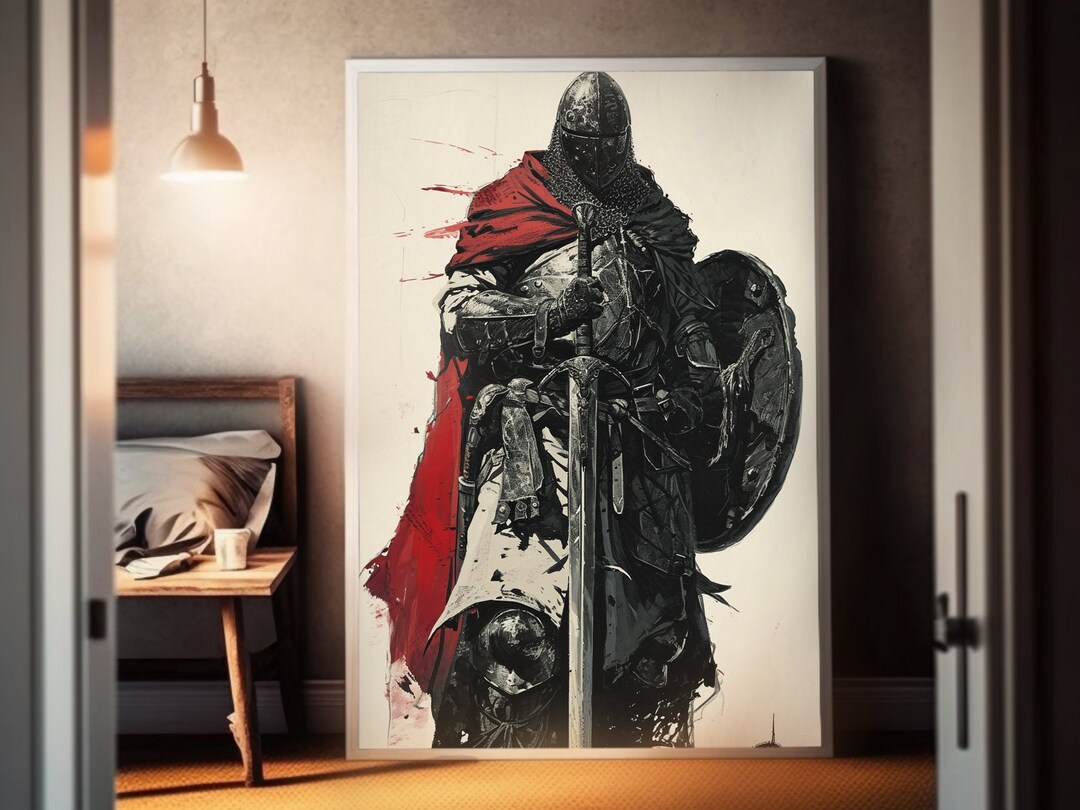 Fantasy Knight Sword Shield Art Cgsociety Style 16x20 Print Medieval ...