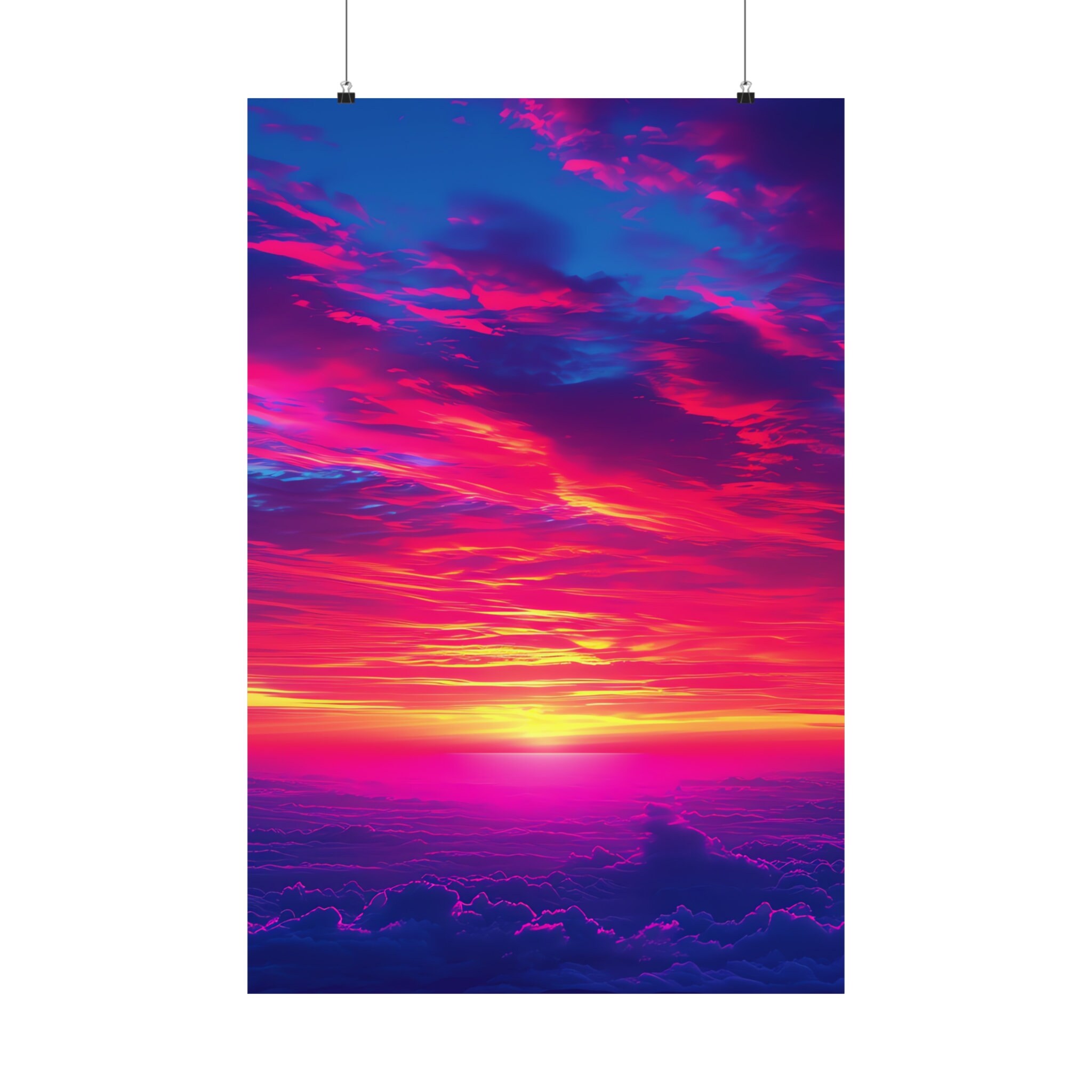 Vibrant Vaporwave Sunset Poster Color Field Matte Art Inspired by Award ...