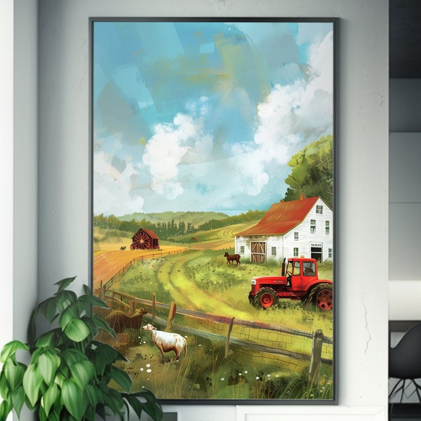 Farm Scene Poster - Etsy