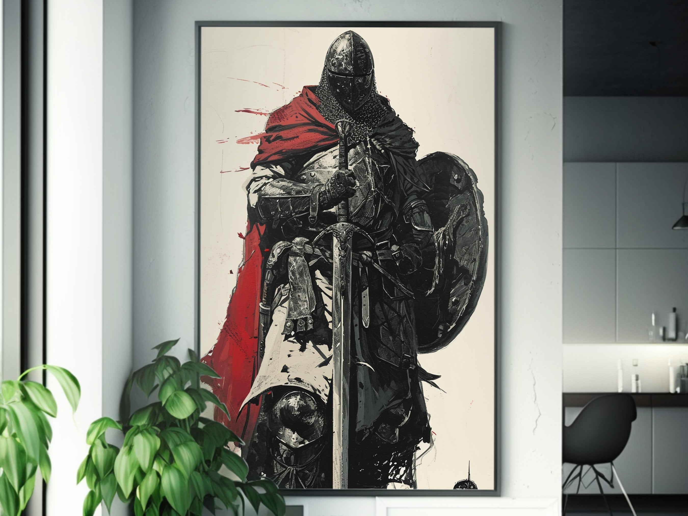 Fantasy Knight Sword Shield Art Cgsociety Style 16x20 Print Medieval ...