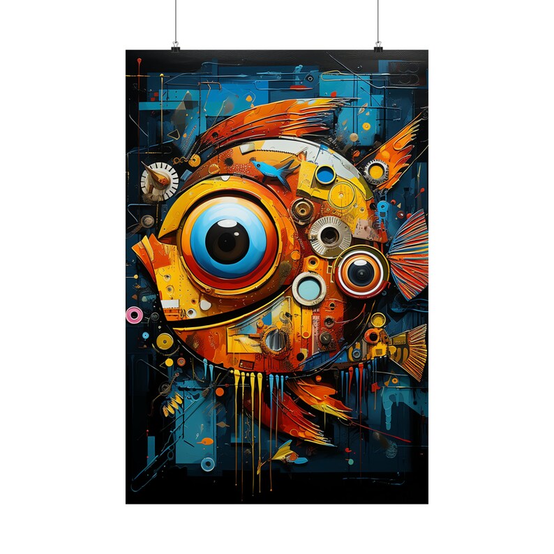 Big-eyed Fish Graffiti Art Colorful Pop Surrealism Poster Award-winning ...