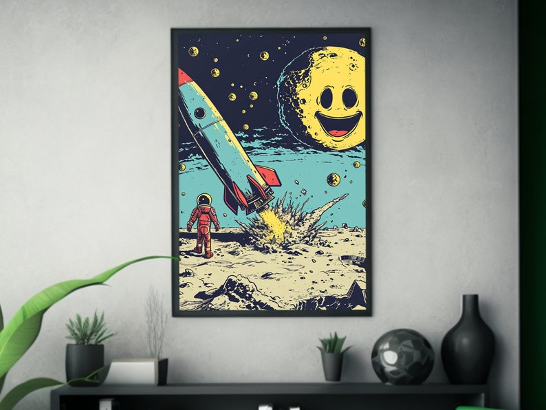 Vintage Space Suit Poster Rocket Art Print Space Race Astronaut Outer ...