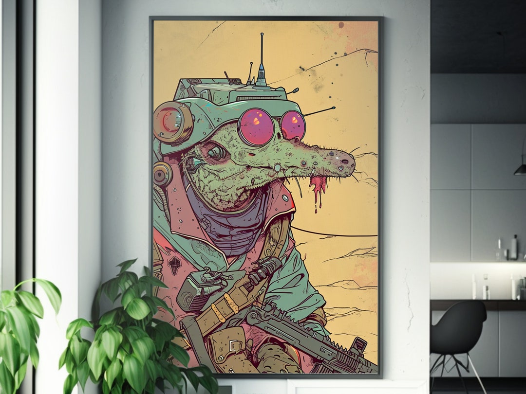 Cyberpunk Rat Machine Gun Poster Sci-fi Retrofuturism Art Alien ...