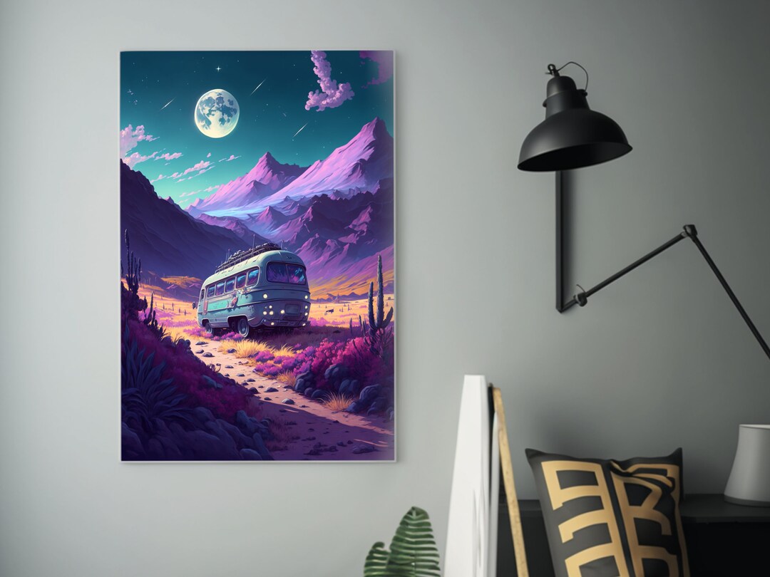 Psychedelic Bus Journey on Dirt Road Dan Mumford Style Ultrafine Art ...