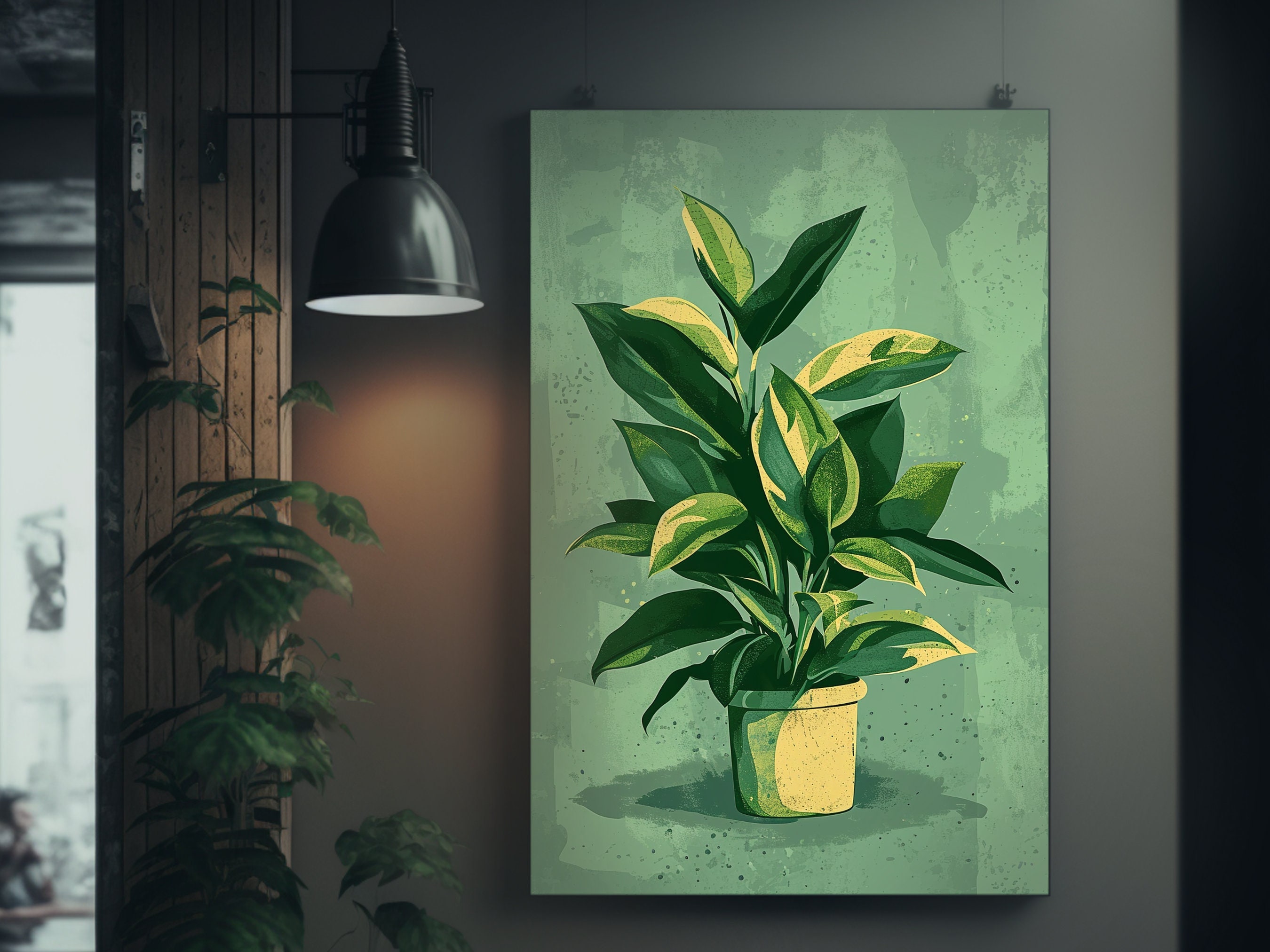 Green Potted Plant Poster Digital Art Award-winning Style House Plants ...