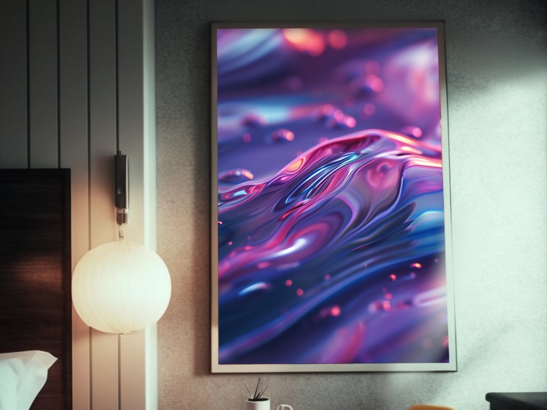 Abstract Purple Liquid Synchromism Poster Ultra HD 3D Macro Render ...