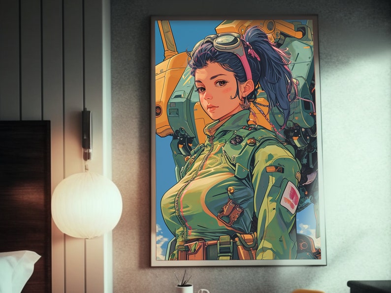 Cyberpunk Anime Poster Retro Futurism Art Futuristic Mecha Military ...