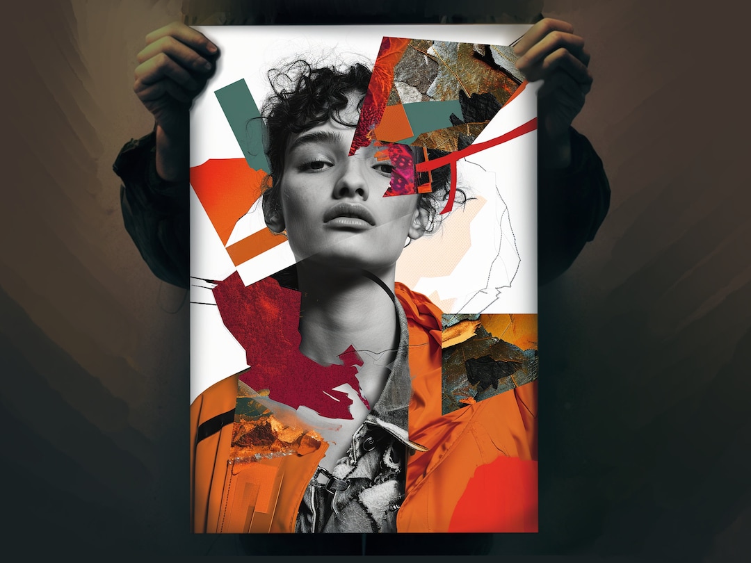 Colorful Cubist Collage Poster Deconstructivist Style Maximalist Art ...