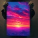 Vibrant Vaporwave Sunset Poster Color Field Matte Art Inspired by Award ...