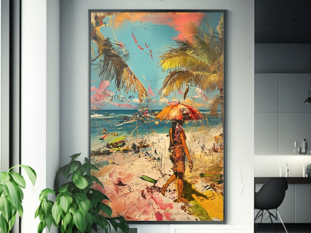 Beach Stroll Painting Neo-primitivism Art Modern Poster Art Inspired by ...