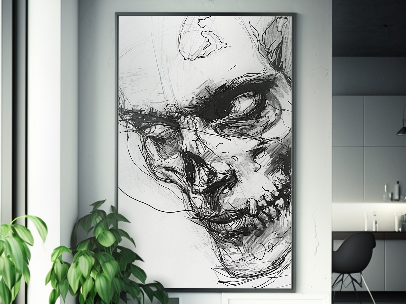 Monochrome Portrait Lineart Vector Drawing Process Art Inspired by ...