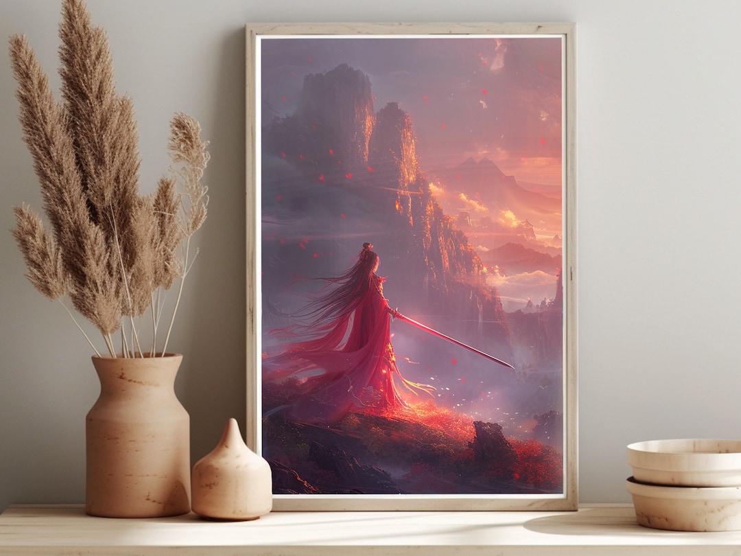 Fantasy Sword Woman Art Poster Matte Print Xianxia Wuxia Scenic ...