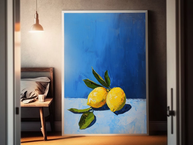 Ultrafine Lemon Artwork American Scene Poster in Prussian Blue Impasto ...