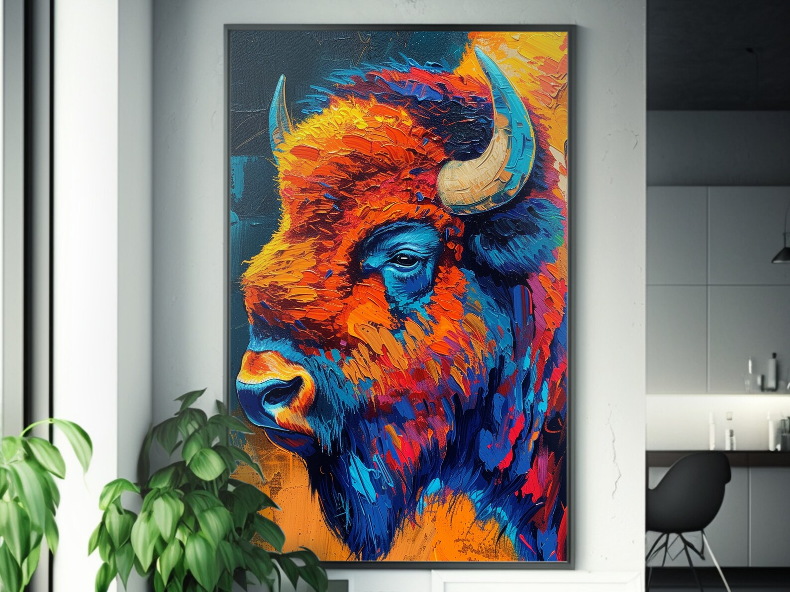 Buffalo Bison Deity Neo-fauvism Art Print Detailed Indigenous Animal ...
