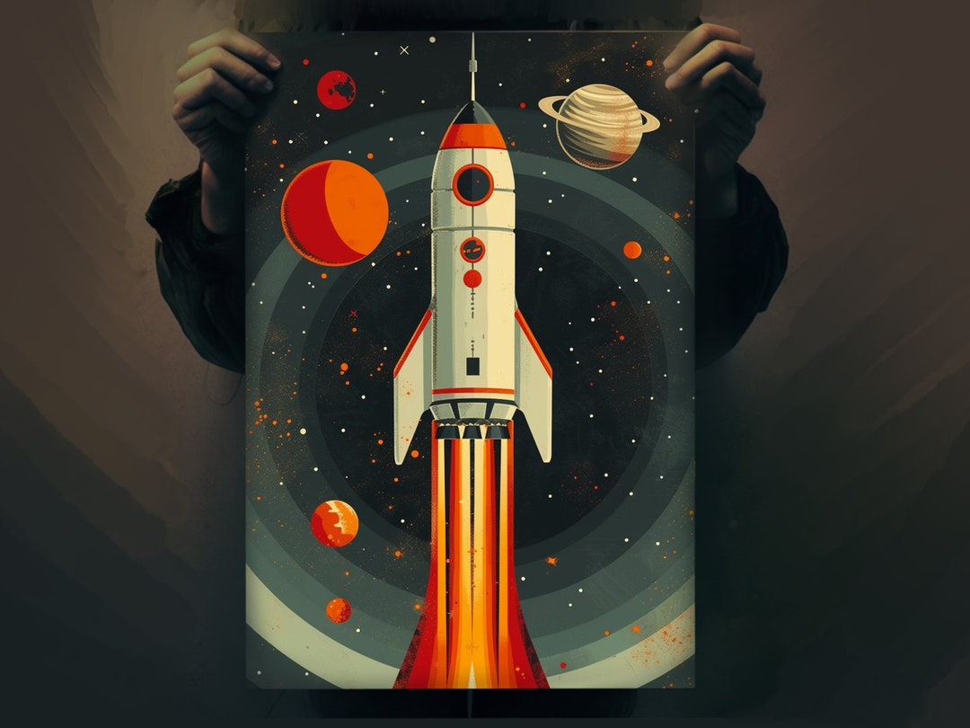 Retro Space Rocket Takeoff Vintage Poster Art Speedart Stunning Space ...